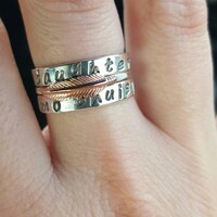 Feather Ring, Mothers Rings, Stack Bands, Custom Name Rings, Personalized Name Ring, Wedding ...