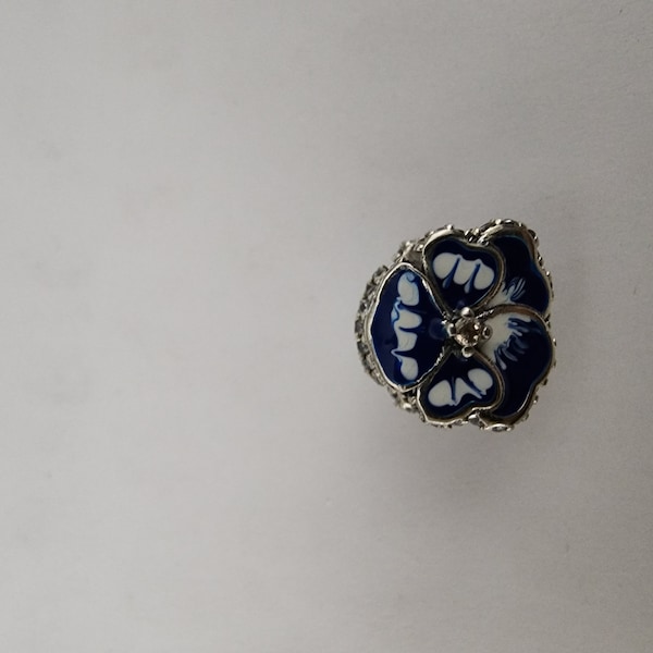925 Sterling Silver - Blue Pansy Flower Charm - Fits Pandora Charm ...