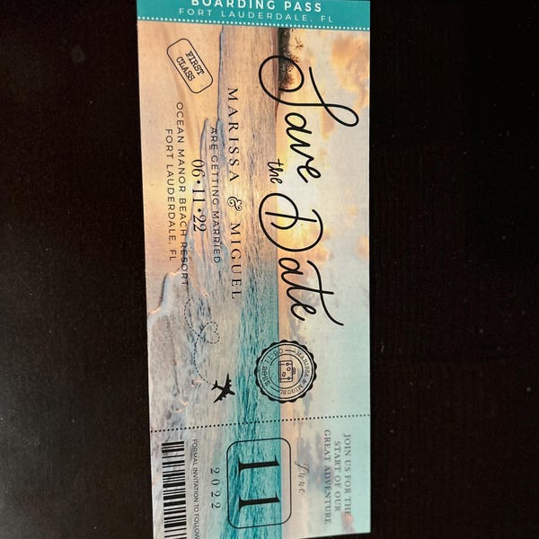 Boho Chic Boarding Pass Terracotta Save the Date Invitation for a ...