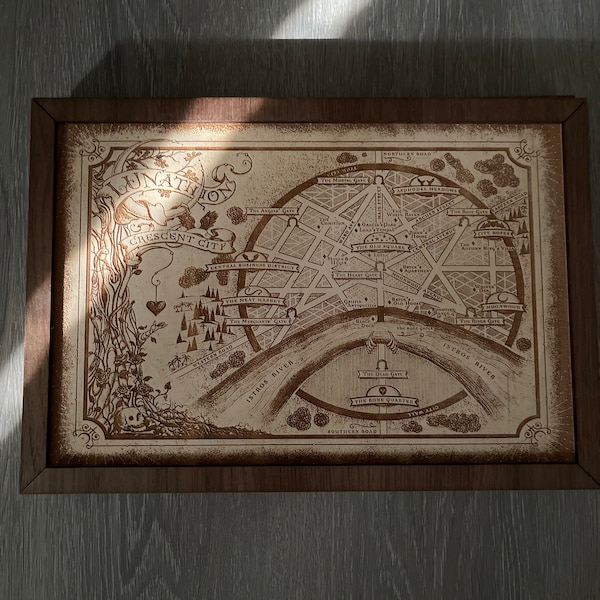 Crescent City Map, Wood Engraved Map of Lunathion, Updated for Book 3 ...