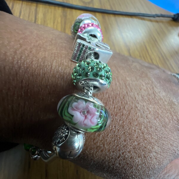 2 Charms for Pandora Beautiful Hibiscus Murano on 925 Sterling Silver ...