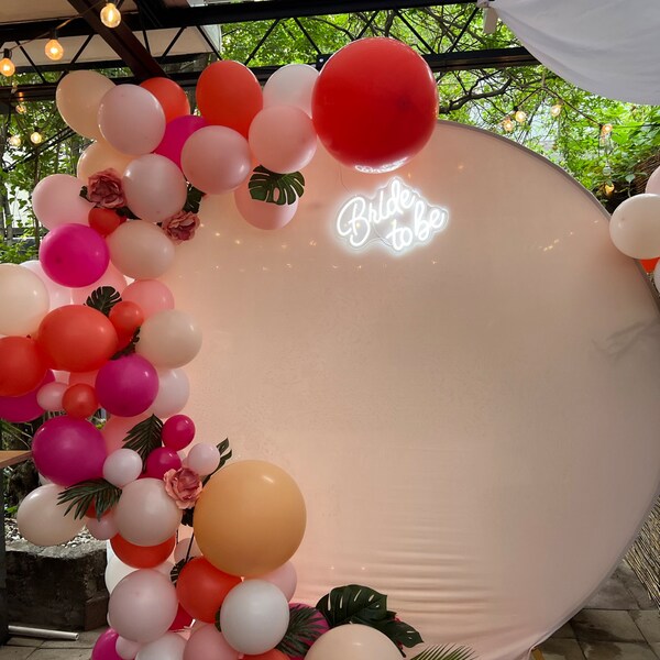 7.5ft Matte Blush Rose Gold Round Spandex Fit Wedding Round Backdrop ...