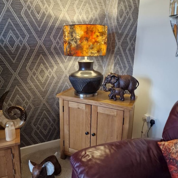 Rust Distressed Lamp Shade Lamp Home Decor Gold Lampshade Table Lamp - Etsy