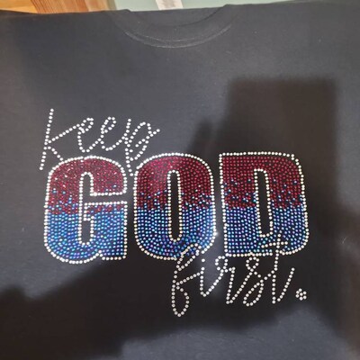 Keep God First Digital Rhinestone Template Ss10 Hotfix Rhinestones SVG ...