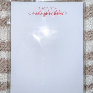 Personalized Notepad A Note From Elegant Script Notepad - Etsy