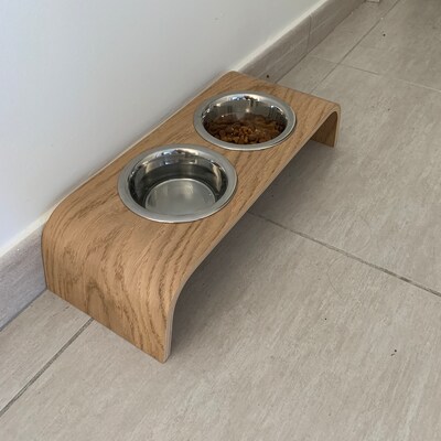 Wooden Elevated Stand for Cats and Small Dogs Healthier Feeding Stand ...