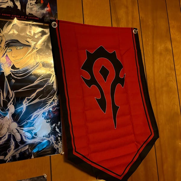 Horde Banner || Orgrimmar Flag | Wow Wall Decor | Gift for Gamer | Game ...