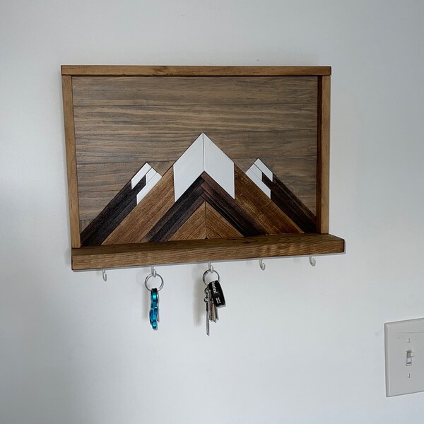 Mountain Key Holder With Ledge | Entry Way Decor | Housewarming Gift ...