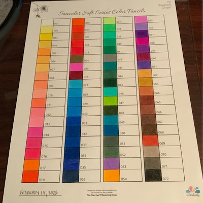 Soucolor 72 Soft Series Color Pencil Color Chart and Swatch Cards Set ...