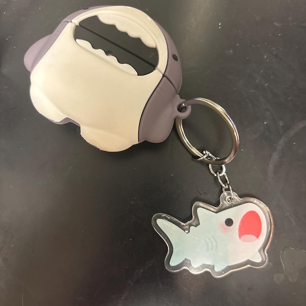Basking Shark Acrylic Glitter Keychain | Kawaii Chibi Marine Animal ...