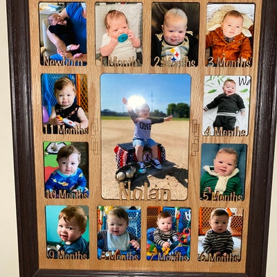Baby First Year Personalized Frame Holds Twelve 2.5 X 3.5 Newborn ...