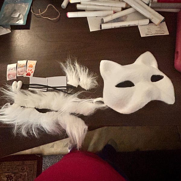 Felted Cat Mask Therian Paper Mache Cardboard DIY Plain White Blank ...