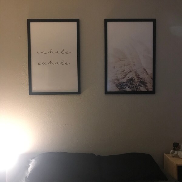 Set of 2 Pampas Inhale Exhale Print, Boho Decor, 2 Pieces Inhale Exhale ...