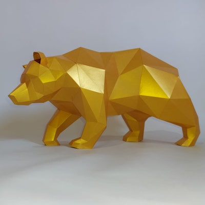 Bear Paper Craft, Digital Template, Origami, PDF Download DIY, Low Poly ...