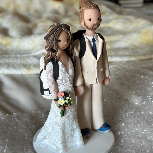 Bride & Groom With a Trombone Custom Wedding Cake Topper - by MUDCARDS ...