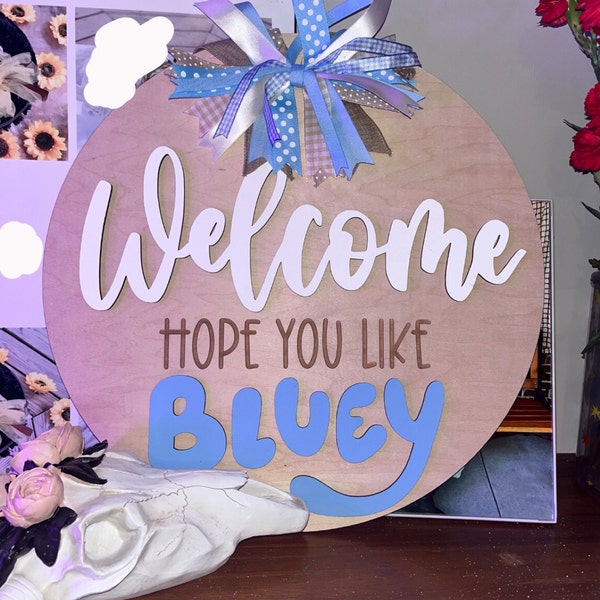 Blue Door Hanger - Bluey Decor - Home Door - Handmade Signs - Etsy
