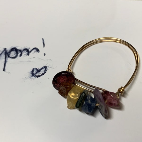 Chakra and Rainbow Gemstone Crystal Ring- Made to Order- Raw All ...