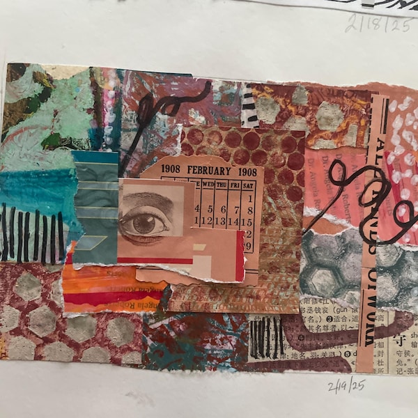 Paper Squares Collage Fodder, Small 2 Inch Colorful Handmade Drawn Cut ...