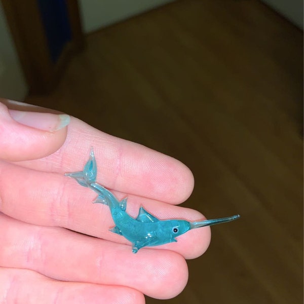 Swordfish Miniature, Murano Glass Micro Figurine Lampworked in Venice ...