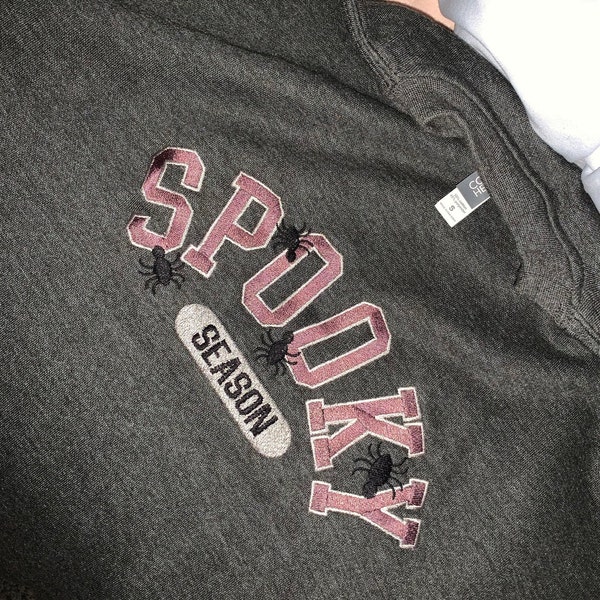Spooky Season Crewneck Sweater, Embroidered Halloween Crewneck - Etsy