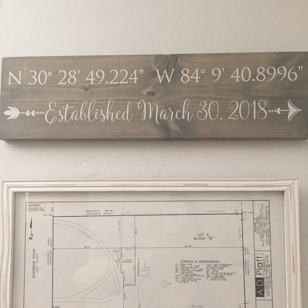 Personalzied Wedding Gift | GPS Sign | Custom Coordinates Sign ...