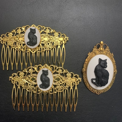 Choose Purple Blue or Pink Mermaid Cameo Gold Tone Copper - Etsy