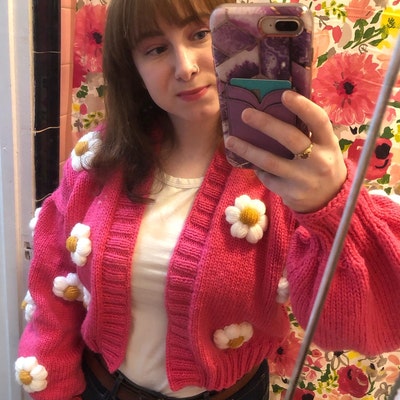 Strawberry Chunky Cardigan Handmade Sweater for Women Strawberry Knit ...