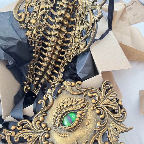 Gold Spine Metallic Latex Rubber Filigree Back Piece Armour Harness ...