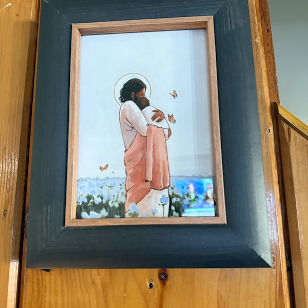 Among the Forget Me Nots- Jesus Holding Angel Baby Art Print, Pregnancy ...
