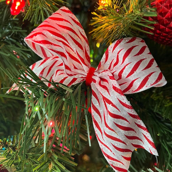Christmas Tree Bows Mixed Red and White Decorative Bows/set 10 Bows ...