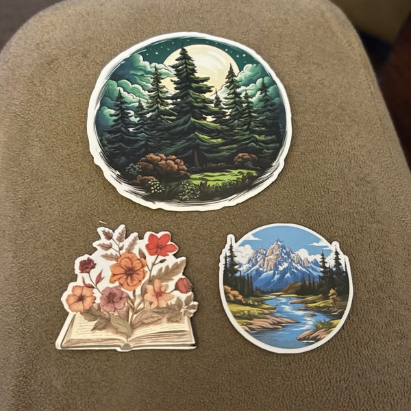 Pine Tree Vinyl Sticker: Full Moon Cedar Forest, Waterproof Decal - Etsy