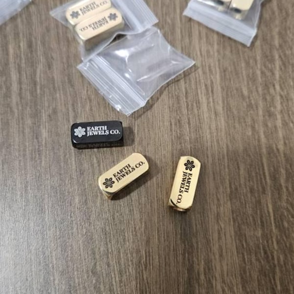 Customized Cylindrical Stainless Steel Engraved Laser Logo Charm Beads ...