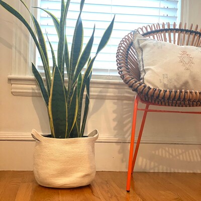 Handmade Rope Basket Natural & Blue Basket, Storage Basket, Home Decor ...