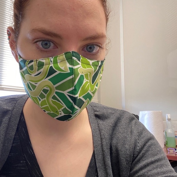 Reversible Black Satin Face Mask: Water Resistant, Adjustable Fit - Etsy