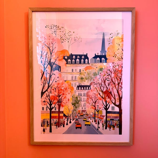 Champs-Élysées Paris Watercolor Art Print, Colorful Travel Poster - Etsy