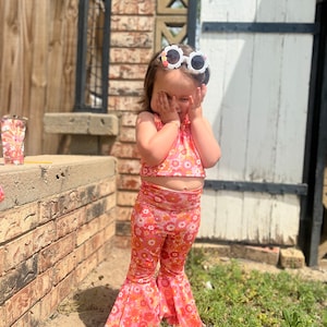 Two Groovy Birthday Outfit, Toddler Crop Top,groovy Girl Outfit, Floral ...