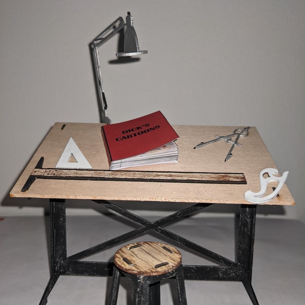 Miniature Drafting Table Model Kit With Real Wood Tabletop, Lasercut ...