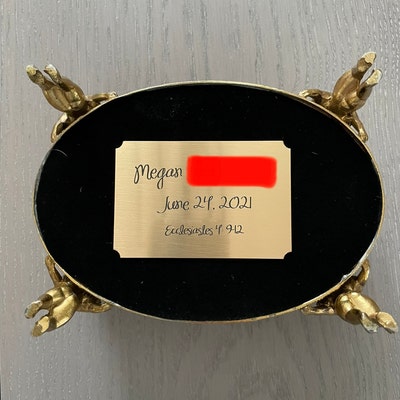 Engraved Solid Brass Plate Picture Frame Art Label Name Tag 3 X 2 With ...