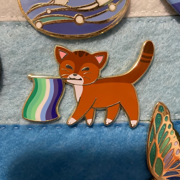 Bisexual Pride Flag Cat Hard Enamel Pin Lapel Pin Bi Flag Pin Lgbtq Pin ...