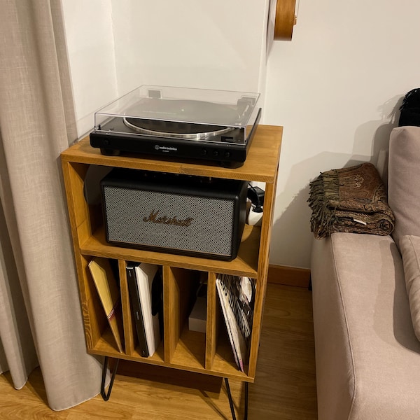 Large Record Player Stand, Vinyl Console, Vinyl End Table, Record ...