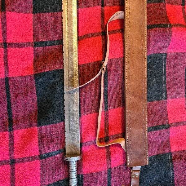 Custom Hand Forged Damascus Steel Blade Medieval Sword, 28" OA - Blood ...