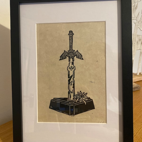 Zelda Inspired Lino Print Master Sword - Etsy