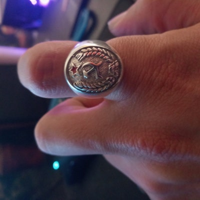 Sterling Silver Flag Ring Hammer and Sickle Communist Symbol USSR on ...