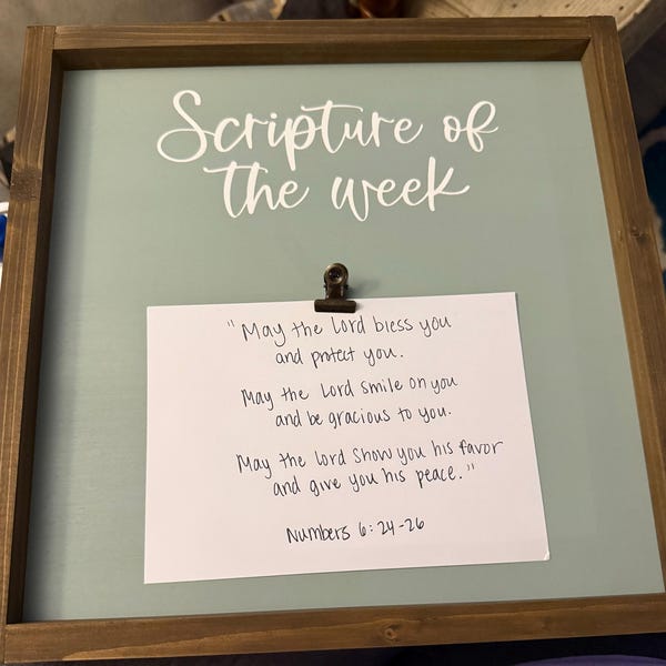 Scripture of the Week Framed Wood Sign, Memory Verse Wall Art ...