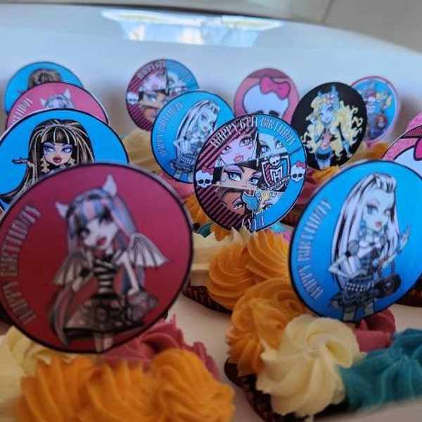 Personalized Monster Girls Cupcake Toppers, Monster Doll Theme Party ...