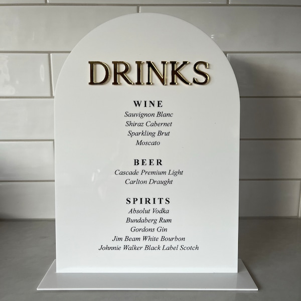Bar Menu, Drinks Menu, Bar Sign, Acrylic Drink Menu, Arch Menu, Acrylic ...