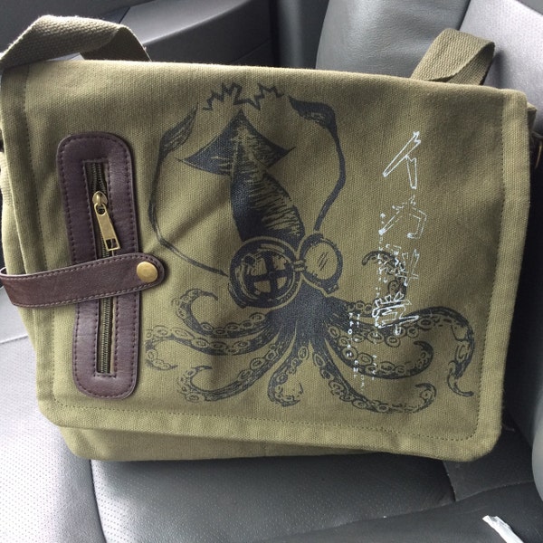Mad Science Squid Messenger Bag KHAKI GREEN - Etsy