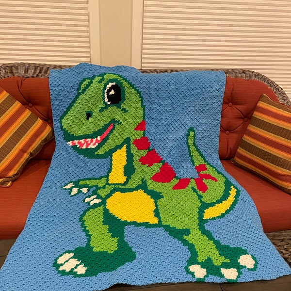 C2C Dinosaur Crochet Pattern / Corner to Corner / C2C Crochet Blanket ...