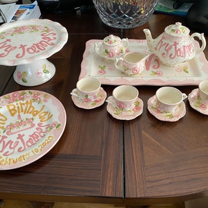 Rosebuds and Bows Little Girls Tea Party China Tea Set | Etsy