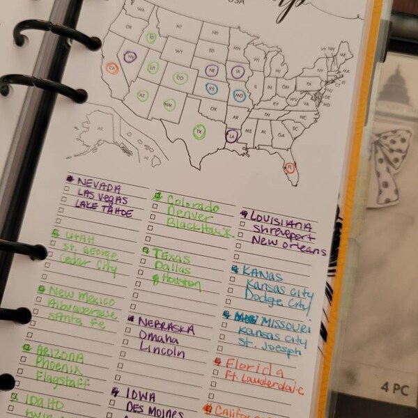 Printable TRAVEL USA MAP Insert for Your Pocket, Personal, A5, Letter ...